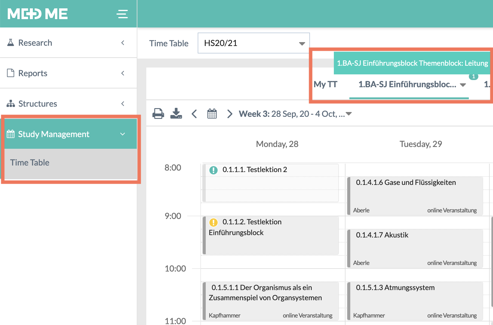Übersicht | Research and Teaching Documentation System in meDme